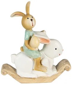 Dekorativní figurka zaječky na houpacím králíkovi