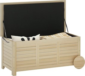 Outsunny Úložný box na polštáře 185 L Voděodolný zahradní box na kolečkách Dřevěný weatherproof UV odolný úložný box na polštáře pro zahradu a balkon