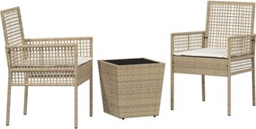 Zahradní bistro set 3 ks Béžová polyratan 3334959