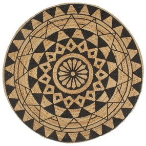Ručně vyrobený koberec z juty s černým potiskem 90 cm 133698