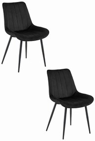 Set dvou jídelních židlí SOSA sametové černé / černé nohy (2ks)