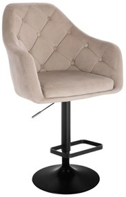 LuxuryForm DESIGN Barová židle ANDORA VELUR na černé kulaté podstavě - latte
