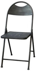Černá antik kovová skládací židle Factory Chair - 42*53*89 cm