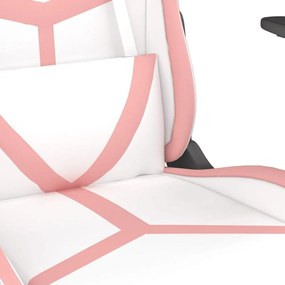 Petromila Masážní herní židle bílá a růžová umělá kůže
