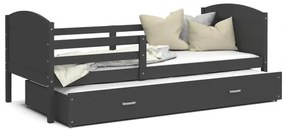 Dětská postel MATYAS P2 90x200 cm s šedou konstrukcí v šedé barvě s přistýlkou