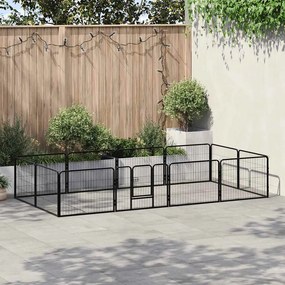 Ohrádka pro psy 12 panelů ocelová 80 x 60 cm černá 170573