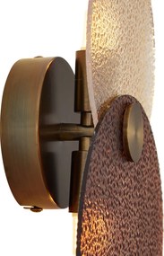 Nástěnná lampa Art Deco tmavý bronz s jantarovým sklem, 2 světla - Text
