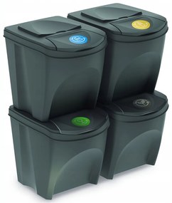 Prosperplast SORTIBOX Sada 4 odpadkových košů 4x25l, šedý kámen IKWB25S4