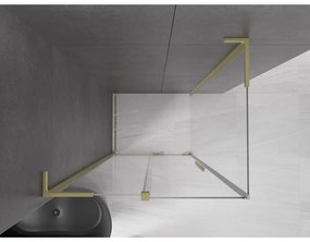 Mexen Velar L, sprchový kout s posuvnými dveřmi 100 x 110 cm, 8mm čiré sklo, zlatá matná, 871-100-110-03-55