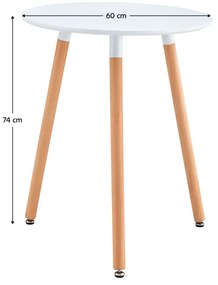 Kondela Jídelní stůl, bílá/buk, průměr 60 cm, ELCAN NEW TYP 1
