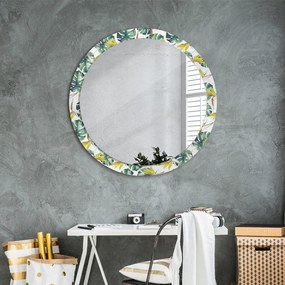 Kulaté dekorativní zrcadlo Tropické listy fi 90 cm