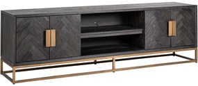 OnaDnes -20% Černo mosazný dubový TV stolek Richmond Blackbone 200 x 43 cm