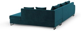 KOOKO HOME Rohová rozkládací sametová pohovka s úložným prostorem Calmato XL pravý roh