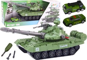 LEAN Toys Tank – vojenské vozidlo k sestavení – zelený – se zvuky – stavebnicová sada Resoraki