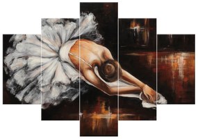 Gario Ručně malovaný obraz Rozcvička baletky - 5 dílný Rozměry: 150 x 70 cm