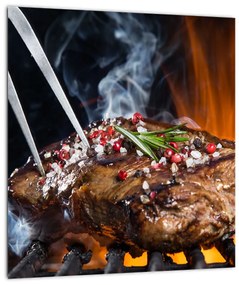 Obraz steaku na grilu (30x30 cm)