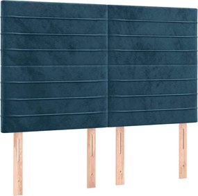 Box spring postel s matrací a LED tmavě modrá 140x200 cm samet 3136189