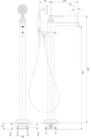 OMNIRES AM5233CR - Volně stojící vanová sada s baterií ARMANCE lesklý chrom
