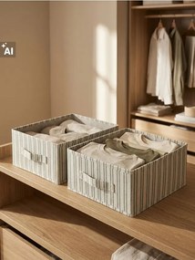Sinsay - Skládací úložné boxy s pruhy 2 pack - zelená