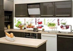 DIMEX | Fototapeta do kuchyně Koření KI-260-003 | 260 x 60 cm | zelená, červená, bílá, béžová
