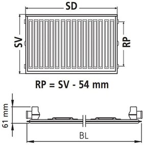 Kermi Therm X2 Profil-kompakt deskový radiátor 10 600 / 600 FK0100606