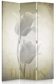 Ozdobný paraván, Retro tulipány - 110x170 cm, třídílný, klasický paraván
