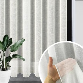 Voálová záclona strukturovaná přírodní bílá s olůvkem metraž Ervi N 4551