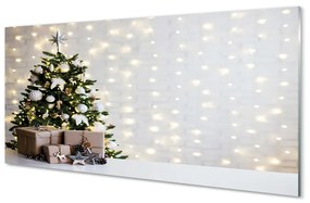 Skleněný panel Ozdoby na vánoční stromeček dárky 100x50 cm