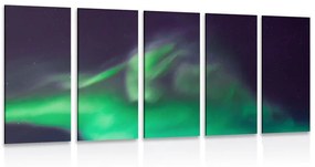 5-dílný obraz zelená polární záře na obloze