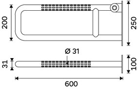 Nimco Sklopné podpěrné madlo 600 mm - BMSC 9060-90, černé