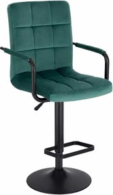 LuxuryForm DESIGN Barová židle VERONA BLACK VELUR na černé kulaté podstavě - zelená
