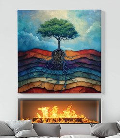 Obraz na plátně - Strom života Síla země FeelHappy.cz Velikost obrazu: 100 x 100 cm