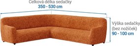 Bielastické potahy GRAFITI NOVÉ cihlové rohová sedačka (š. 350 - 530 cm)