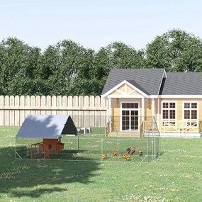 PawHut kurník, 3 x 6 x 2 m, volný výběh XXL, venkovní kurník se stínem, střecha, pro 12-18 kuřat, kachny, králíky, ocel