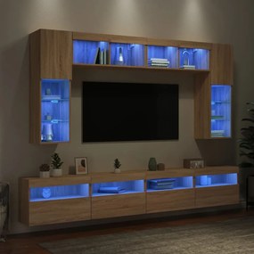 8dílná obývací stěna s LED osvětlením dub sonoma 3216766