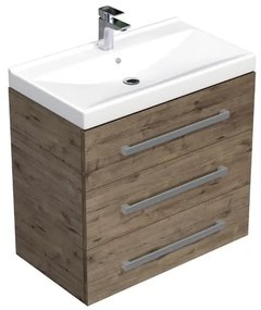 Koupelnová skříňka s umyvadlem SAT Cube Way 80x76,5x46 cm dub Wellington mat CUBE46803DWVER