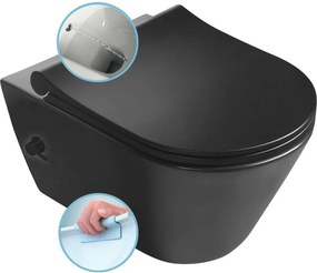 Sapho Avva - Závěsné WC s bidetovou sprškou, Rimless, matná černá 100315-110