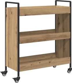 Servírovací stolek, kolečka, kov, dřevo, černá, dub artisan, NoBi FLORENCIE