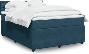 Box spring postel s matrací modrá 160 x 200 cm samet 3287798