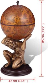 Glóbusový bar stojan na víno design Atlas 42 x 42 x 85 cm 241958