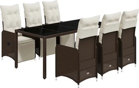 7dílný zahradní bistro set s poduškami hnědý polyratan 3277191
