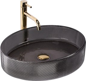 Skleněné umyvadlo na desku REA MIRELLA BLACK 49,5x38 cm, černé