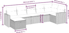 7dílná zahradní sedací souprava s poduškami černá polyratan 3263501