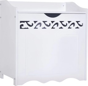 HOMCOM Dřevěný Koupelnový Skříňka, Úložná Skříň pro Ložnici, Obývací Pokoj, 55L x 34Š x 58V cm, Bílá | Aosom
