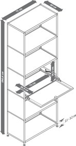 Tchibo - Kovový vysoký regál CN3 s výklopnými dvířky - barva: šedá
