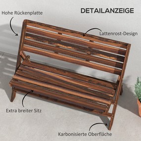 Zahradní lavice Outsunny 2místná dřevěná lavice s opěradlem s nosností až 250 kg na zahradní balkon 122 x 63 x 83 cm | Aosom.de