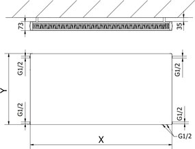 Mexen, Plochý panelový radiátor Mexen CVF21 500 x 2000 mm, spodní připojení, 2016 W, bílý - W621F-050-200-00