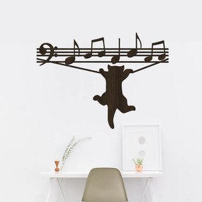 dřevo života Dřevěný obraz CAT MUSIC Zvolte rozměr (cm): 60x43, Zvolte barvu dekoru: Wenge