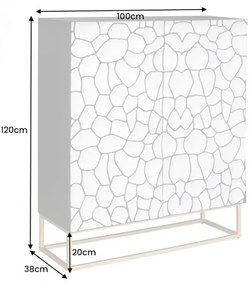 Massive home | Vysoká komoda Vulcano 120cm Mosaik bílá / černá