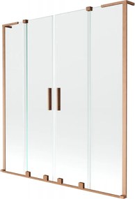 Mexen Velar L Duo, 2-křídlová posuvná vanová zástěna 140 x 150 cm, 8mm čiré sklo, měděná matná, 896-140-003-02-65